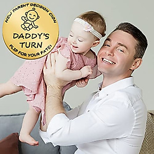 Huwane New Parent Decision Coin Flip for Your Fate, Mummy's Turn or Daddy's Turn, Mom Dad Coin Flip New Baby Gift for Wife, Husband, Mother's Day, Father's Day, Birthday, Christmas