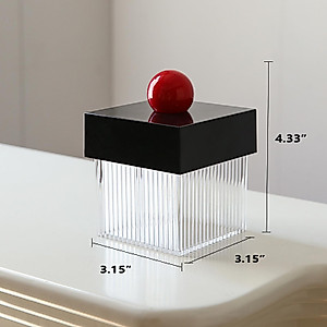 YIEZI 2 Pack Qtip Holder Dispenser,Bathroom Vanity Storage Organizer Set -Countertop Canister,12 oz Jewelry Box,for Cotton Swab,Floss,Hair Accessories or Makeup Sponges(Black)