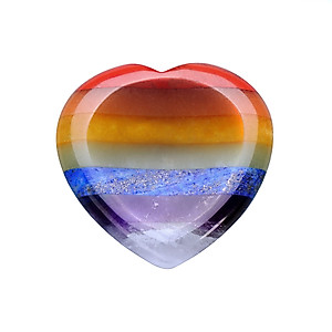 GEHECRST Chakra Worry Stone for Anxiety Natural Healing Crystal Heart Shape Thumb Worry Stones 7 Chakra Crystal Pocket Palm Stone for Stress Relief Meditation Chakra Healing Gifts for Mom Mothers Day