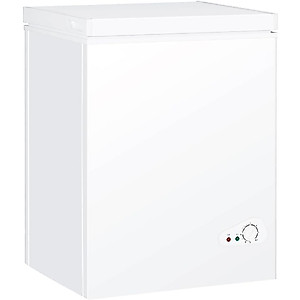 Deep Freezer with Basket, DUOSI 3.5 Cu.Ft. Compact Chest Freezer, Top Door Mini Freezer with 6 Level Adjustable Temperature