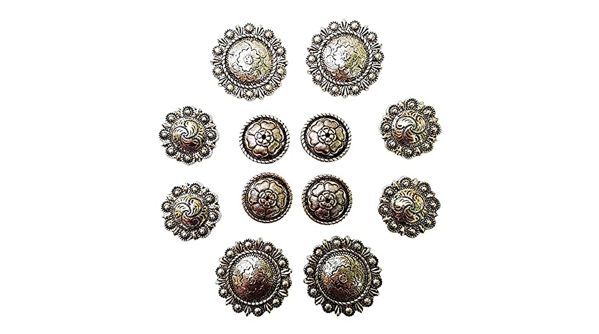 Berry Conchos with Screws - Rhinestone Saddle Decor