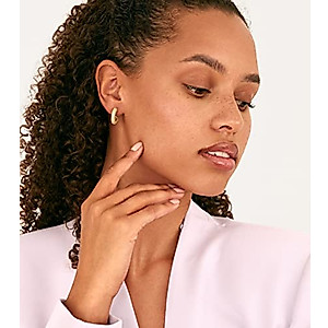 PAVOI 14K Yellow Gold Plated 925 Sterling Silver Post Cubic Zirconia Chunky Hoop Earrings | Thick Lightweight Gold Hoop Earrings for Women | Fully Studded Hoop Earring