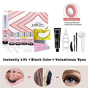 Lash Lift and Black Kit, Professional Eyelash Perm Kit and Black Eyelash & Eyebrow Set 3 in 1, Quick Lifting & Voluminous Coloring with Complete Tools for Salon Grade Home DIY
