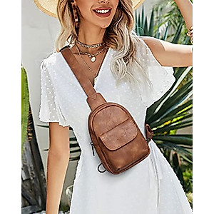 MASINTOR Small Sling Bag for Women Fashion Fanny Pack Crossbody Bags for Women Sling Backpack for Travel Mocha Brown