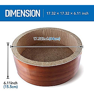 FluffyDream Cat Scratcher Post & Board, Round Cat Scratching Lounge Bed, Durable Pad Prevents Furniture Damage, 17.32'' x 17.32''x 6.11''
