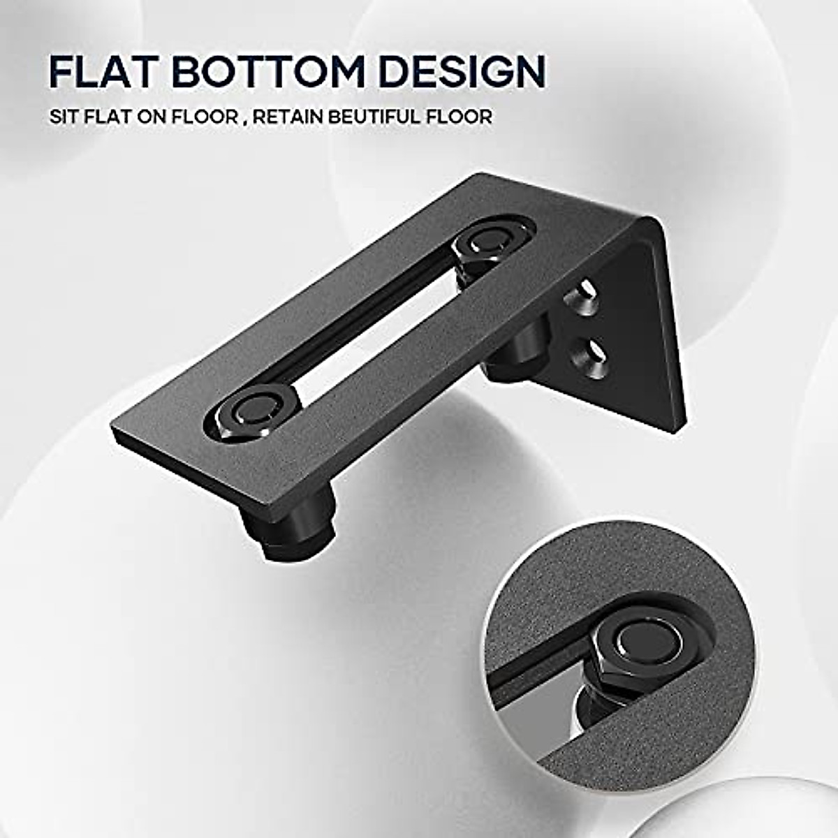 EaseLife Sliding Barn Door Bottom Floor Guide,Adjustable Roller,Wall Mount System,Flush Flat Bottom Design,2 Assemble Setup Options,Fit All Size Door,Black