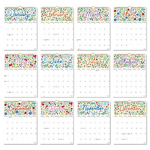 S&O Five Color Floral 2024 Wall Calendar Runs from Now to December 2024 - Tear-Off Monthly Calendar - Academic Wall Calendar - Hanging Calendar to Track Anniversaries & Appointments - 13.5"x10.5”in