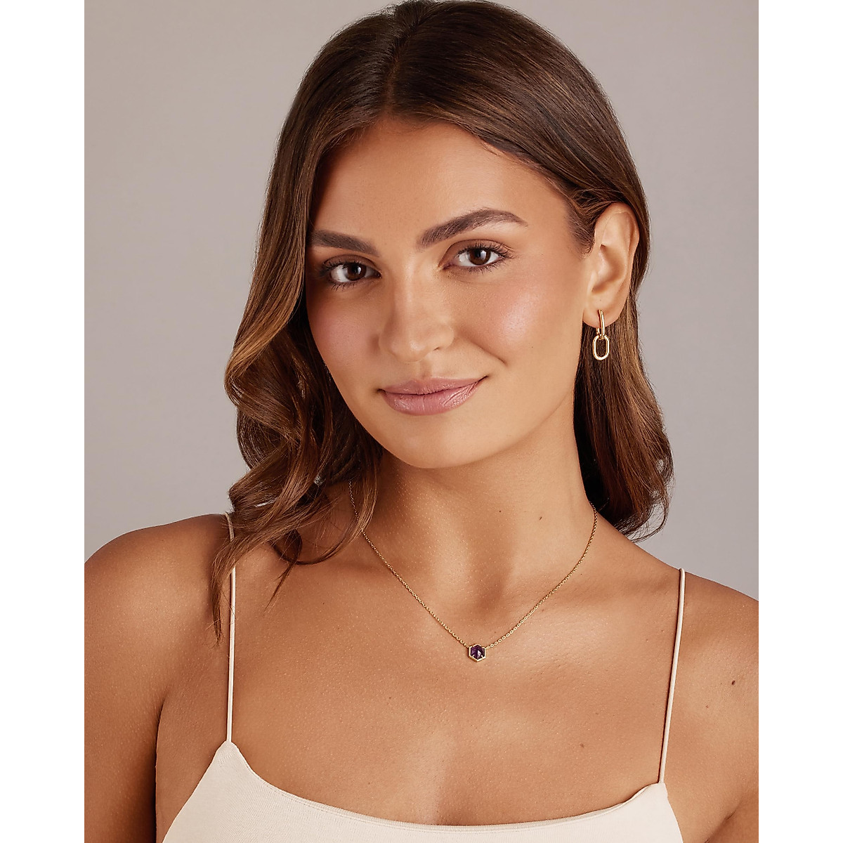 PAVOI 14K Yellow Gold Plated Amethyst Gemstone Pendant Necklace | Gemstone Dainty Chain Necklaces for Women