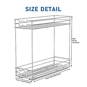 Lepatape Pull Out Cabinet Organizer Cabinet 2-Tier Pull Out Shelves Kitchen Cabinet Organizer (7" W x 21" D x 17" H) Kitchen Organization Slide Out Kitchen Cabinet Storage Shelves Chrome Finish