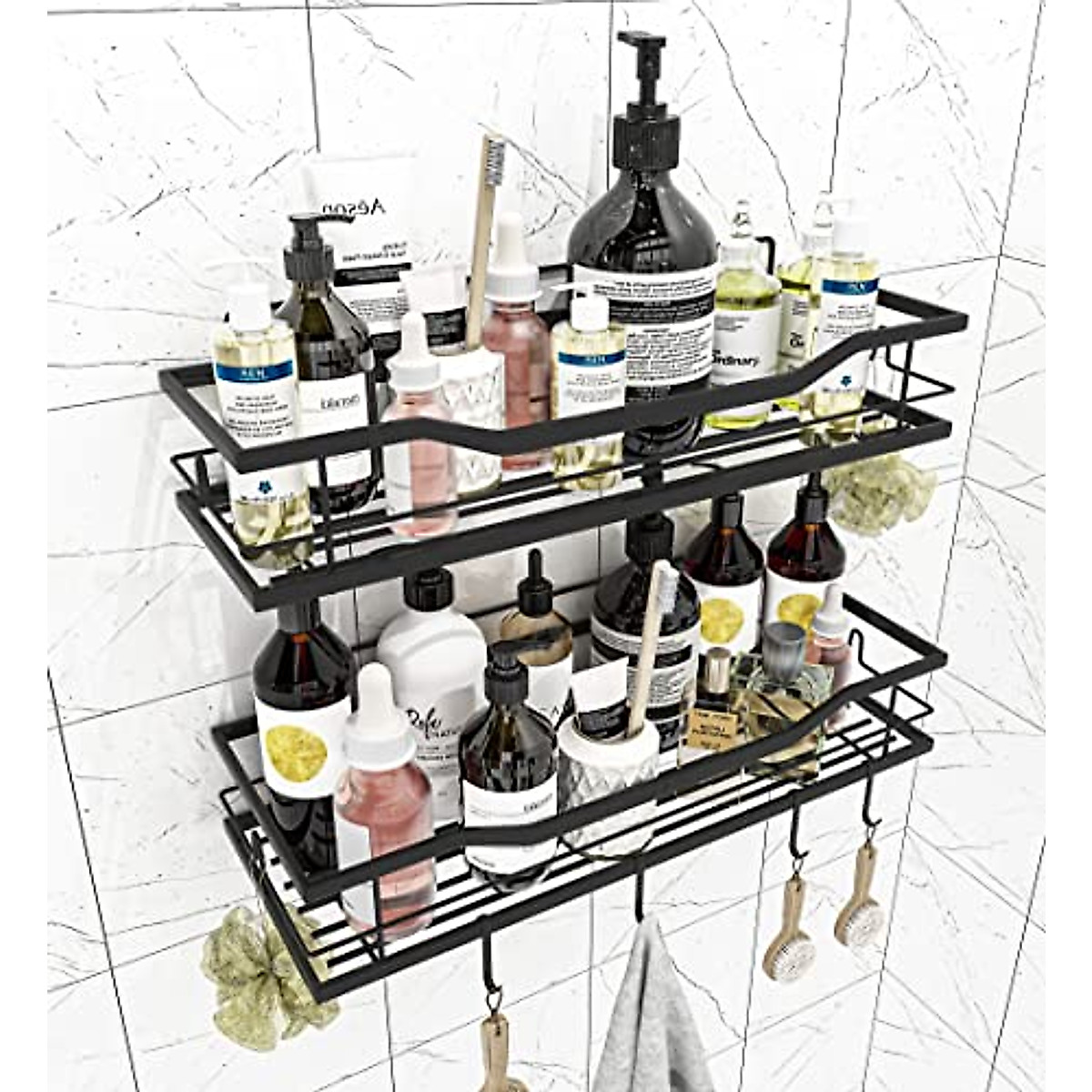 2-pack shower caddy shower shelf, no drilling traceless adhesive bathroom storage organizer shelves for Bathroom Washroom Restroom Toilet Kitchen