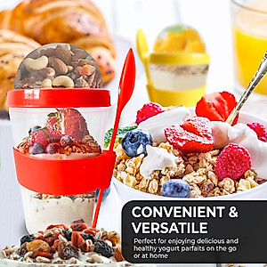 Minial Wave 3 Pack 19 Oz Overnight Oats Containers with Lids & 11.8 Oz Yogurt Parfait Cups for breakfast, Travel, Gym, Office-Crunch Cups for Cereal and Milk on the Go- Oatmeal container
