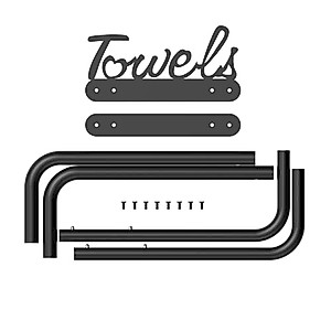 Towel Rack Wall Mounted,Wall Towel Rack for Rolled Towels,Washcloths Bathrobe Storage Shelf Organizer Hand Towels Holder for Bathroom Cloakroom - Black