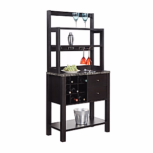 Convenience Concepts Newport Serving Bar, Espresso/Faux Marble