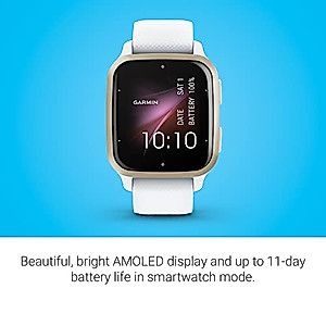 Garmin Venu® Sq 2 GPS Smartwatch, All-Day Health Monitoring, Long-Lasting Battery Life, AMOLED Display, Cream Gold and White