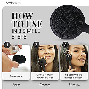PMD Clean - Smart Facial Cleansing Device with Silicone Brush & Anti-Aging Massager - Waterproof - SonicGlow Vibration Technology - Clear Pores and Blackheads - Lift, Firm, and Tone Skin