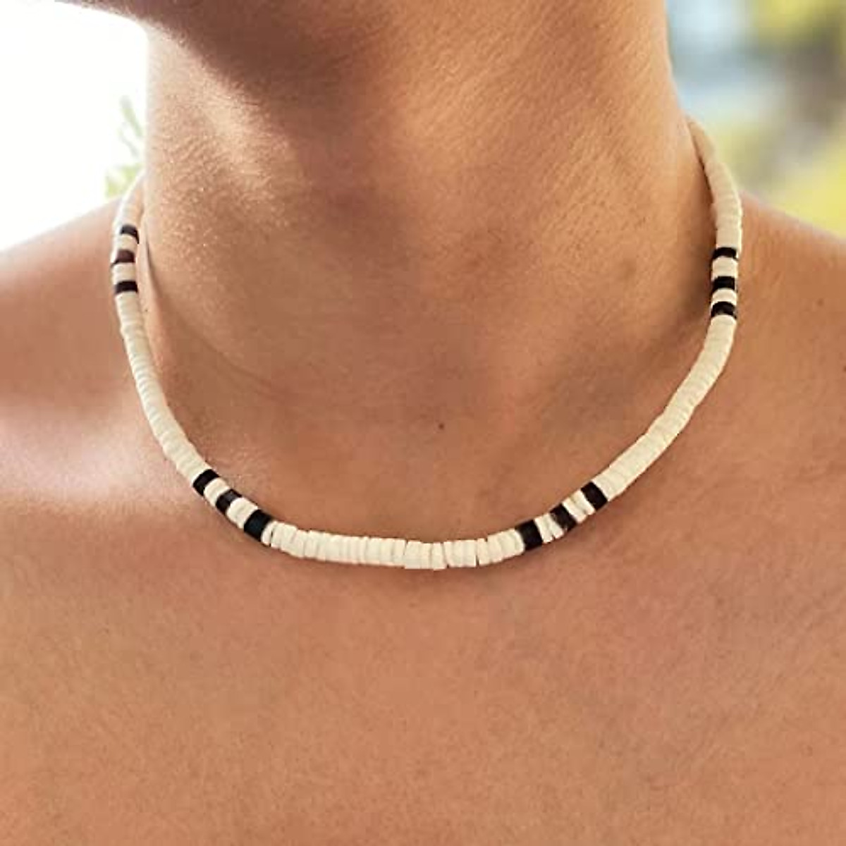 SXNK7 Puka Shell Necklace for Women and Men Heishi Necklace Summer Surfer Necklace Choker for Teens (mixed color 18.0 Inches 2)