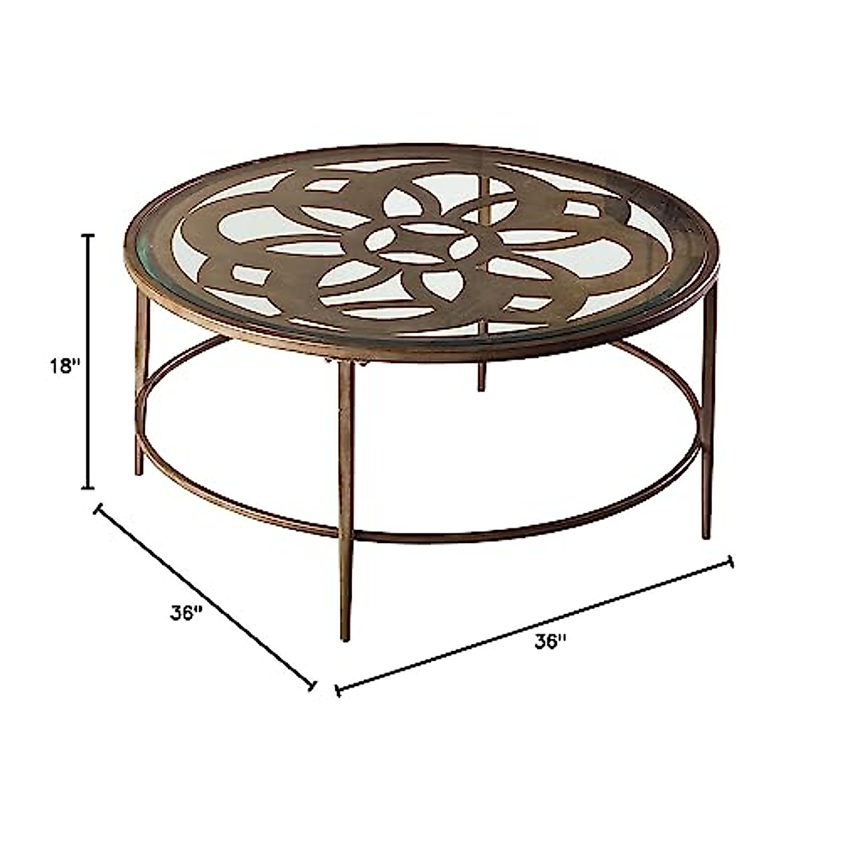 Hillsdale Marsala Metal Coffee Table, Gray with Brown Rub