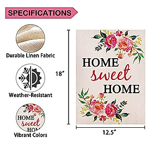 Ogiselestyle Home Sweet Home Spring Garden Flag Vertical Double Sided Farmhouse Burlap Yard Outdoor Décor Flag 12 x 18 Inch
