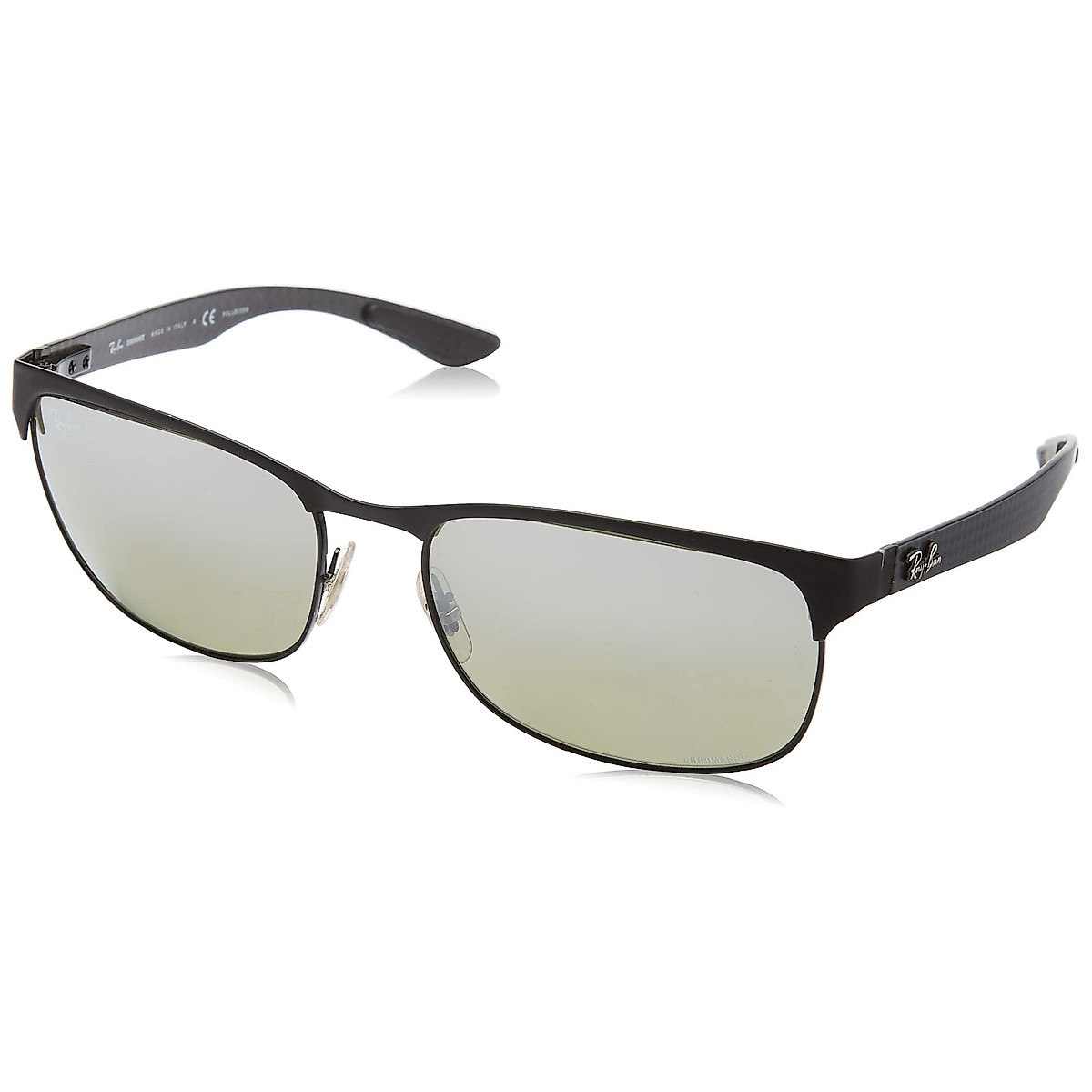 Ray-Ban Men's RB8319CH Chromance Square Sunglasses, Matte Black On Black/Polarized Grey Mirrored Silver, 60 mm