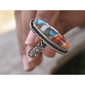 Rekha Gems Oyster Copper Turquoise- 925 Sterling Silver Ring-Turquoise Jewelry- TQ-16 (6.50 US)