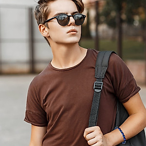 Hicarer Adjustable Mood Bracelet for Women 2 Pieces Dazzling Shimmer Color Changing Beads Based on Emotions Thermochromic Bead Bracelets Christmas Gift for Adult(Blue Rope)