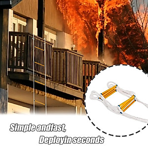RIEJIN Emergency Fire Escape Ladder with 2 Hook, Strong Flame Resist Ladder for Kids Adult Emergency Escape, Fast to Deploy for Home Window Balcony(164FT/50M)