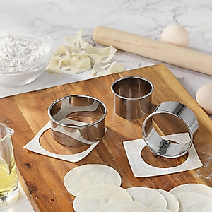 3PCS Cookie Cutters, COKUMA Biscuit Cutter Tools, Stainless Steel Round Cookie Cutter, Donut Cutter Ring Molds for Baking (3.2in 2.8in 2.4in)