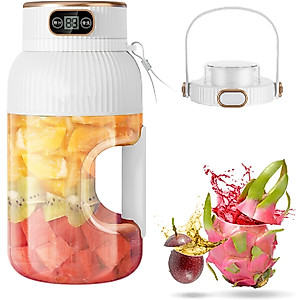 Yulyoie Multifunctional Portable Juicer Cup with Digital Display, Portable Smoothie Blender on the Go, Juice Cup Blender, USB Rechargeable (blue)