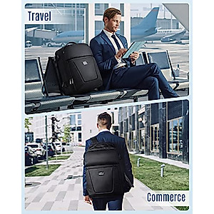 LIGHT FLIGHT Mens Travel Backpack, 36.5L Airline Approved 17.3 inch Laptop Backpack for Weekend Trip, Water-resistant Weekender Backpack for Business, Black