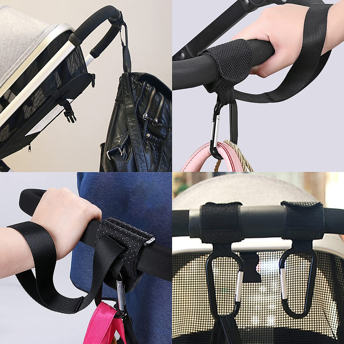 3 Pack Stroller Hooks, Stroller Hook to Free up Your Hand, Universal Multi-Purpose Stroller Clips for Hanging Diaper Bags,Purse, Perfect for Shopping Cart, Stroller, Rollator, Bicycles