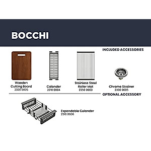 BOCCHI Arona Apron-Front 33 in. Single Bowl Granite Composite Kitchen Sink with Integrated Workstation and Accessories in Metallic Black