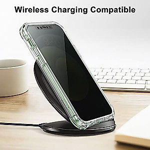 SURITCH Compatible with iPhone 12/iPhone 12 Pro Clear Case,[Privacy Screen Protector] Anti Spy Film Full Body Protection Shockproof Bumper Rugged Cover for iPhone 12/12 Pro 6.1 Inch (Clear)