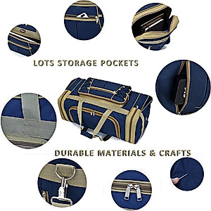 Travel Duffle Bags for Men Weekender Over Night Carry On Bag Lightweight Extra Large Oxford Duffel Gym Sturdy Luggage Water-proof for Men & Women 26" (Blue Gold)