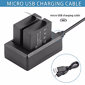 3x1350mAh Action Camera Batteries Rechargeable Compatible with Victure AC940/AC960,Campark V40,PG1350 Replacement Battery with USB Charger