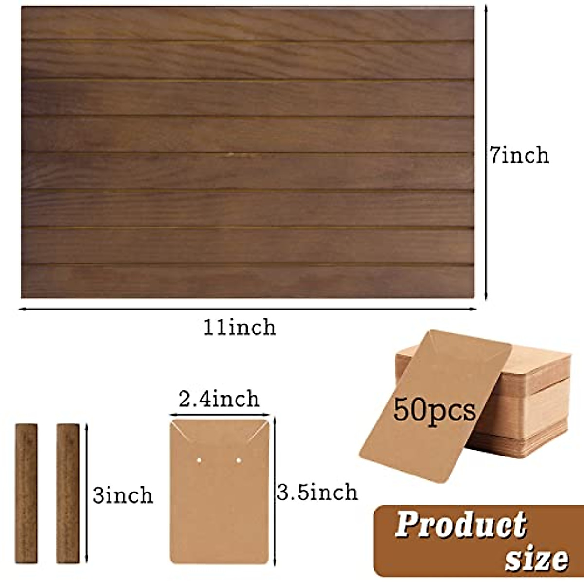 ZYP Wooden Earring Display Stands for Selling,Portable Jewelry Display Retail Earring Jewelry Organizer Stand Jewelry Showcase Rack Earring Card Holder Display with 50 Earring Cardboard