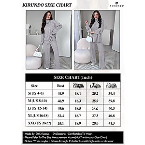 KIRUNDO Track Suits For Women Set Lounge Set Casual Long Sleeve Knitted Tops Long Pants Sweat Set Trendy Fall Clothes Casual Outfits(Grey, Small)