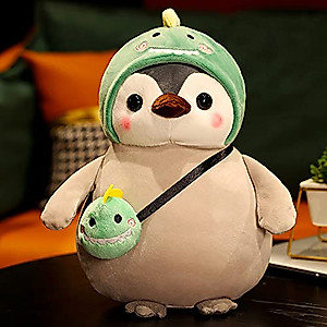 NC Seyomi Cute Penguin Dinosaur Plush Stuffed Animal Penguin Plushies with Dinosaur Outfit，Gifts for Kids（10 inches）