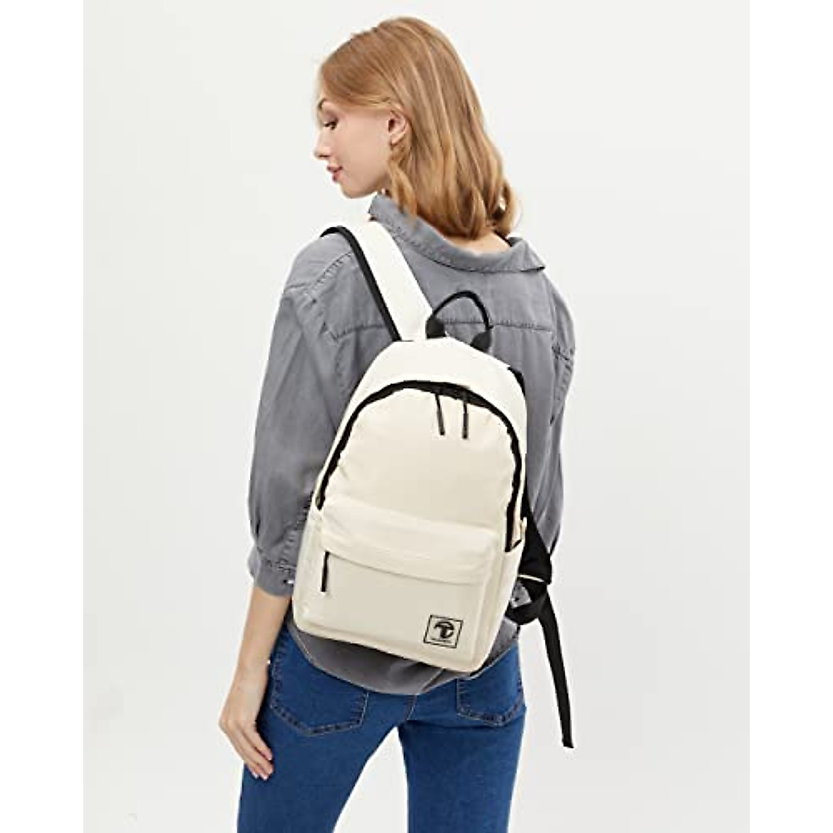 TALMONT Backpack for Women Small Waterproof Laptop Backpack for School and College Lightweight Women's bag Carry-on Flight approved womens Backpack Mochilas (Milk)