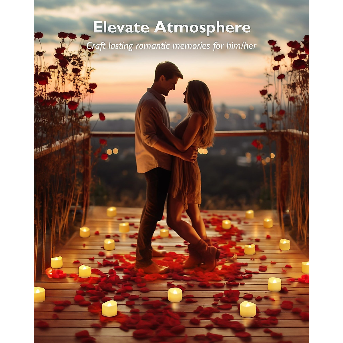 Homemory 48-Pack Battery Tea Lights Bulk, Long-Lasting Tea Lights Battery Operated, Flameless Flickering Romantic Wedding Candles for Wedding Proposal Anniversary Holiday Decor, Dia 1-2/5'', H 1-1/4''