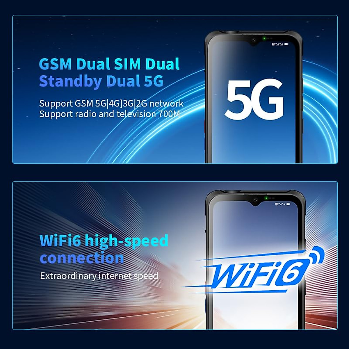 BIG WALNUT B3 2023 5G Unlocked Smartphone, 17GB+256GB Rugged Smartphone, 66W/10800mAh Battery Cell Phone, 120Hz 6.58" 108MP Camera Rugged Phone, 24MP Night Vision, IP68 Waterproof, NFC