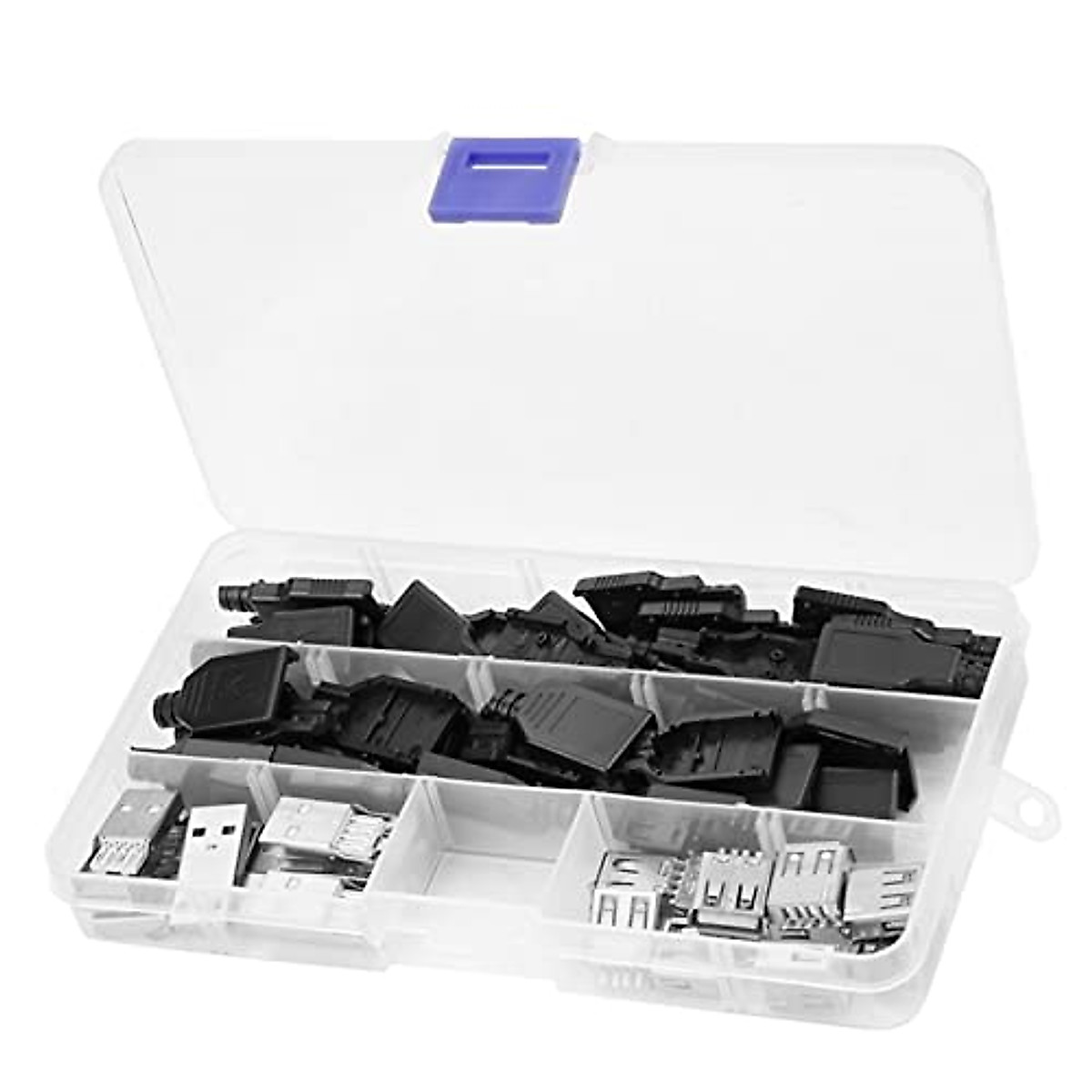 Boxwizard 20pcs/set Type A 2.0 USB Port 4 Pin Socket Adapter with Black Plastic Housing