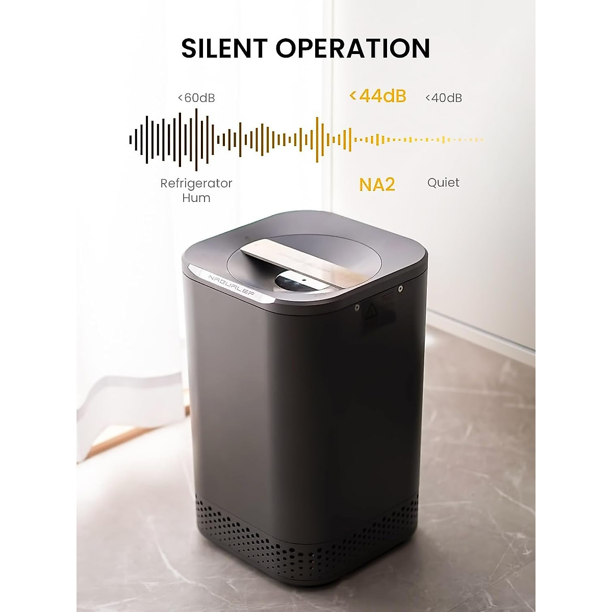 Nagual Smart Electric Composter for Kitchen, Mill Composter Kitchen Bin, One Button Turn Waste into Natural Fertilizer, Auto-Stop, High Temperature Sterilization, Filter Deodorization(NA2 2.5L)