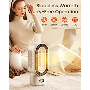 SWEETFULL Space Heater for Indoor Use, LED Bladeless 1000W Energy Efficient Portable Heater 2-8h Timer, Electric Heater Gifts for Women,Birthday Gifts for Women Mom,Womens Gifts for Christmas Grandma