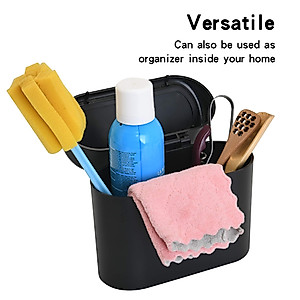 CZWL&HG Portable Hanging Mini Car Trash Can,Wastebasket Trash Can with Lid, Plastic Desktops Trash Can, Garbage Can for Car Office Home,Waterproof Odorless Garbage Can (Black, 1)