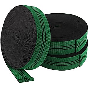 FUNSUEI 3 Rolls 2 Inches x 65.6 Feet Sofa Elastic Webbing Stretch Latex Band, Flexible Chair Webbing, Elastic Webbing Rolls for Sofa, Couch Chair Furniture Repair DIY Stretchy Spring Alternative