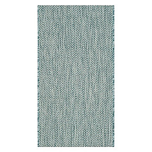 SAFAVIEH Courtyard Collection Accent Rug - 4' x 5'7", Aqua & Grey, Non-Shedding & Easy Care, Indoor/Outdoor & Washable-Ideal for Patio, Backyard, Mudroom (CY8022-37121)