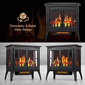 Havato Electric Fireplace Heater, Freestanding Fireplace Heater with Realistic Flame, Overheating Safety Protection, Indoor Space Heater(24 Inch, Black)