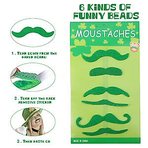 Florideco St. Patrick's Day Accessories Costumes Set With 2 Pairs Earrings 2 Glasses 4 Shamrock Necklace 2 Lucky Bracelets 6 Mustaches 2 Irish Shoulder Strap for Women Irish Party Favors St Patricks Day Decorations