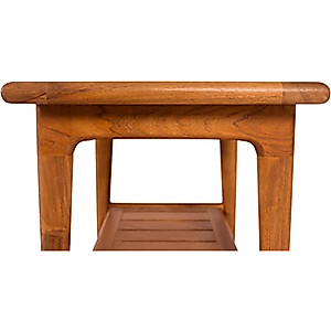24" Maluku-Bjon Slatted Teak Shower Bench w/Shelf