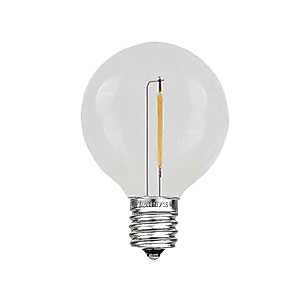 Novelty Lights 25 Pack G50 LED Light Bulbs, E17 C9 Intermediate Screw Base Shatterproof Outdoor String Lights Clear Globe Bulbs, Edison Light Bulbs for Patio Decor, Warm White, 0.6 Watt